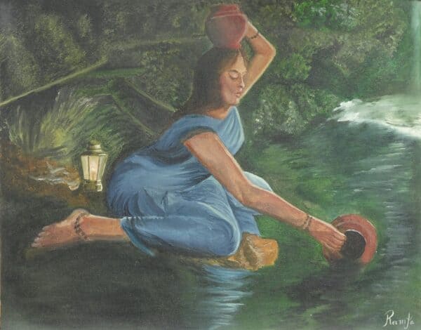 Fetching Water - RamyaSadasivams Art Gallery