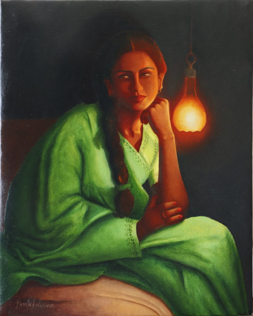 Pondering in thoughts - RamyaSadasivams Art Gallery